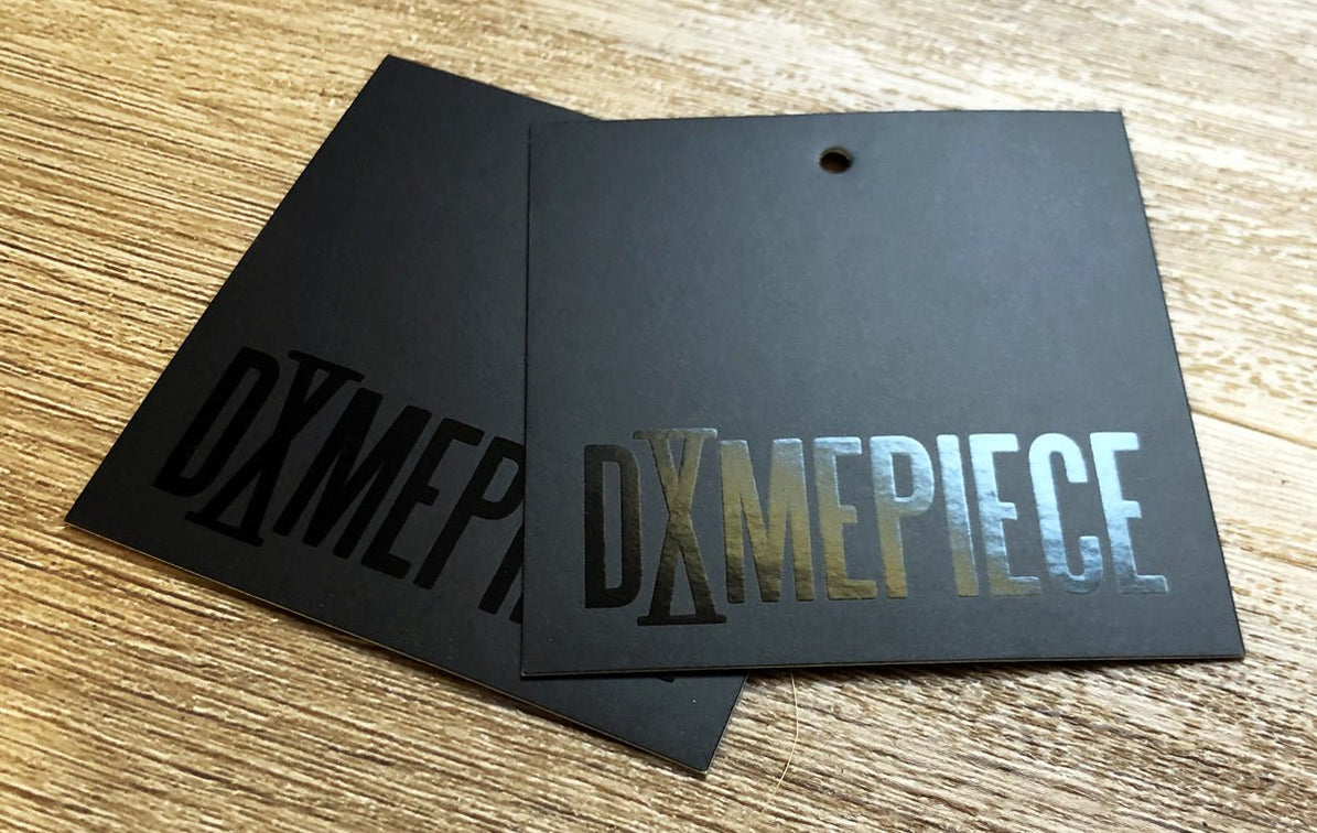 Pure Black Foil Stamped Hang Tags Printed On 34pt Soft Touch Stock ...