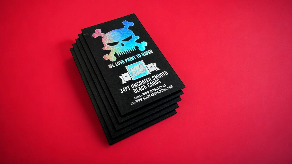 Pure Black Uncoated 34pt thick Foil Stamped Business Cards — Clubcard ...