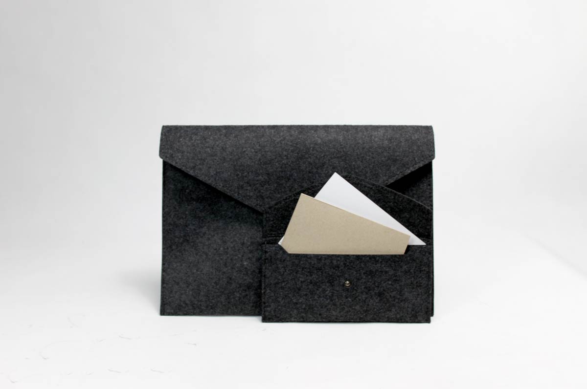 Stylish Dark Grey Felt Folios for laptops, notepads and cell phones ...